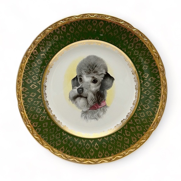 Vintage | Accents | Vintage Weatherby Hanley Gray Poodle Green Gilt ...